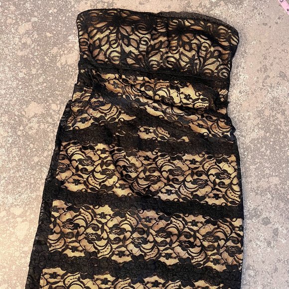 bebe | Dresses | Bebe Lace Bodycon Strapless Dress | Poshmark